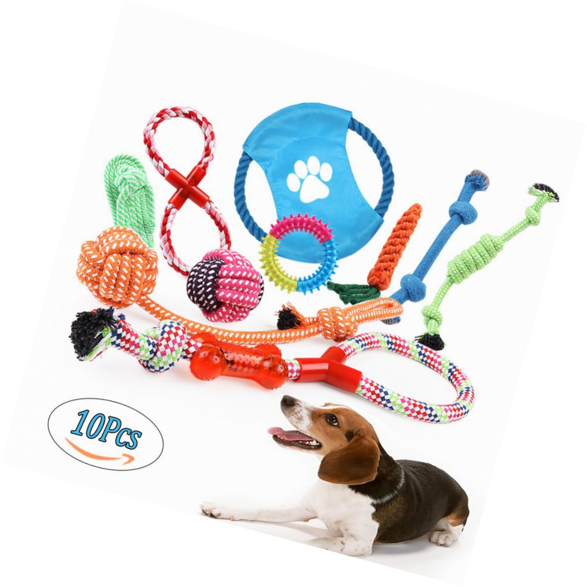 Corde Jouets Pour Chiens, 10 Pieces De Chiots, Y Compris La Avec Balle,...