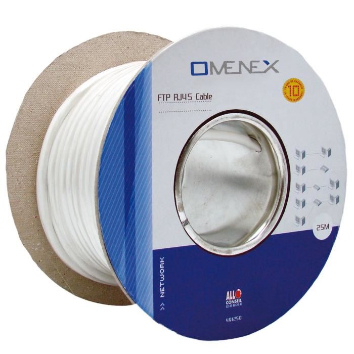 OMENEX Bobine cable RJ45 a sertir categorie 5 FTP droit 25m blanc