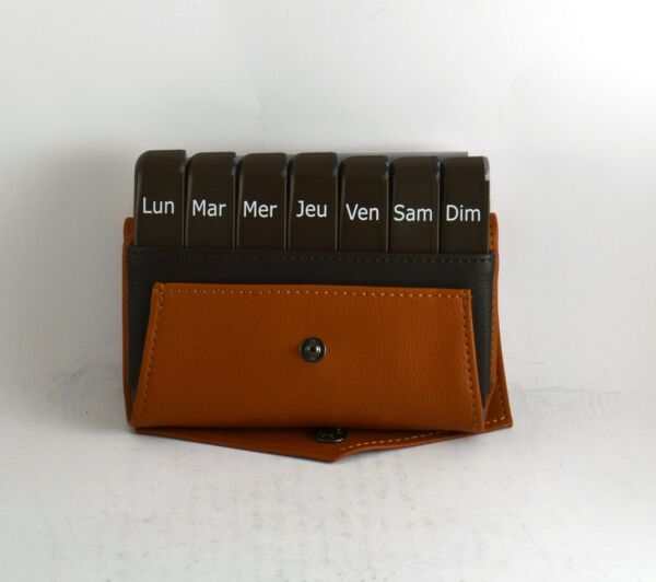 Pilbox Pilulier Semainier, Pilbox Liberty, marron
