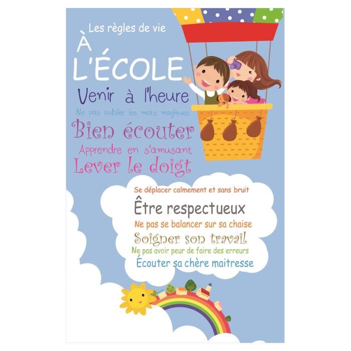 Stickers adhesif mural Les regles de vie de lecole Feuille de vinyle ...